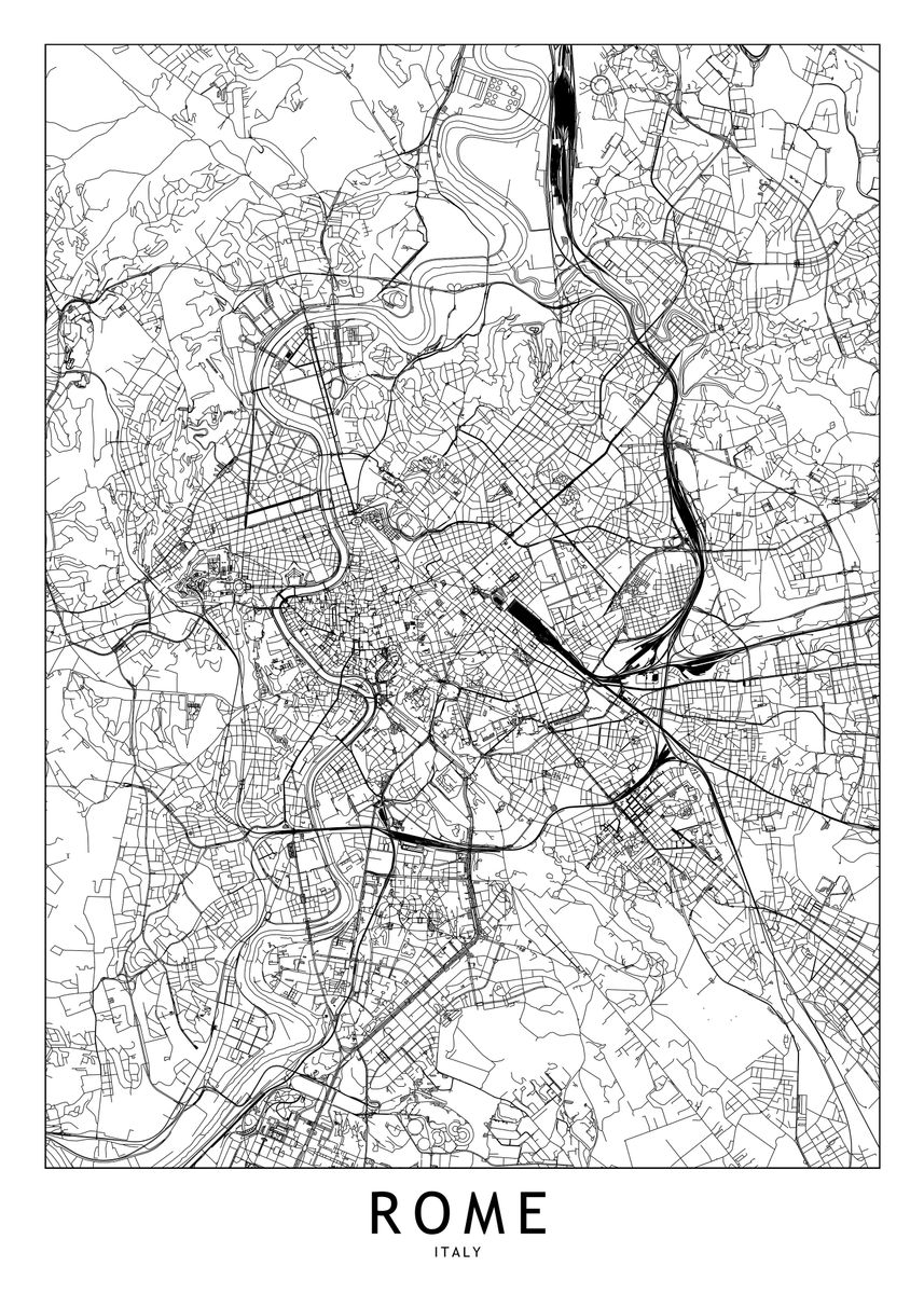 'Rome White Map' Poster by Multiplicity Maps | Displate