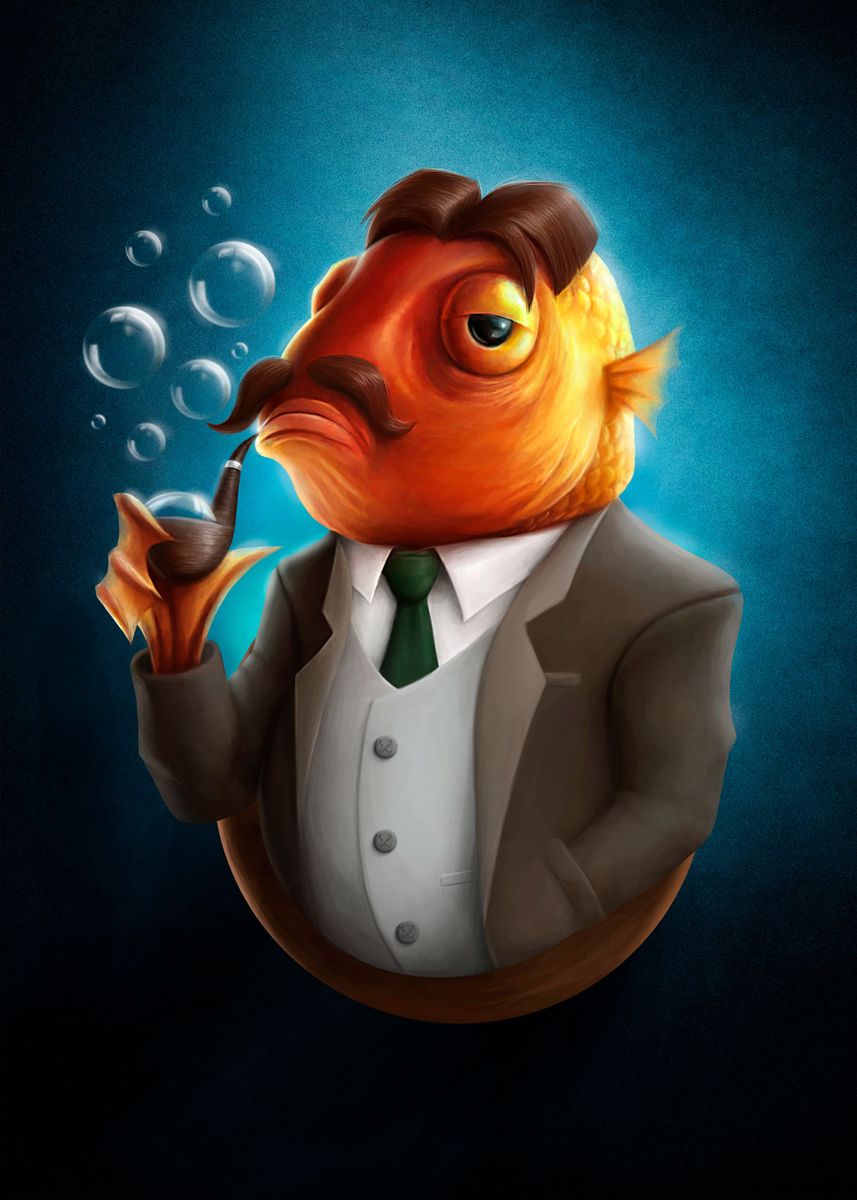 'goldfish portrait' Poster, picture, metal print, paint by Juan Carlos ...