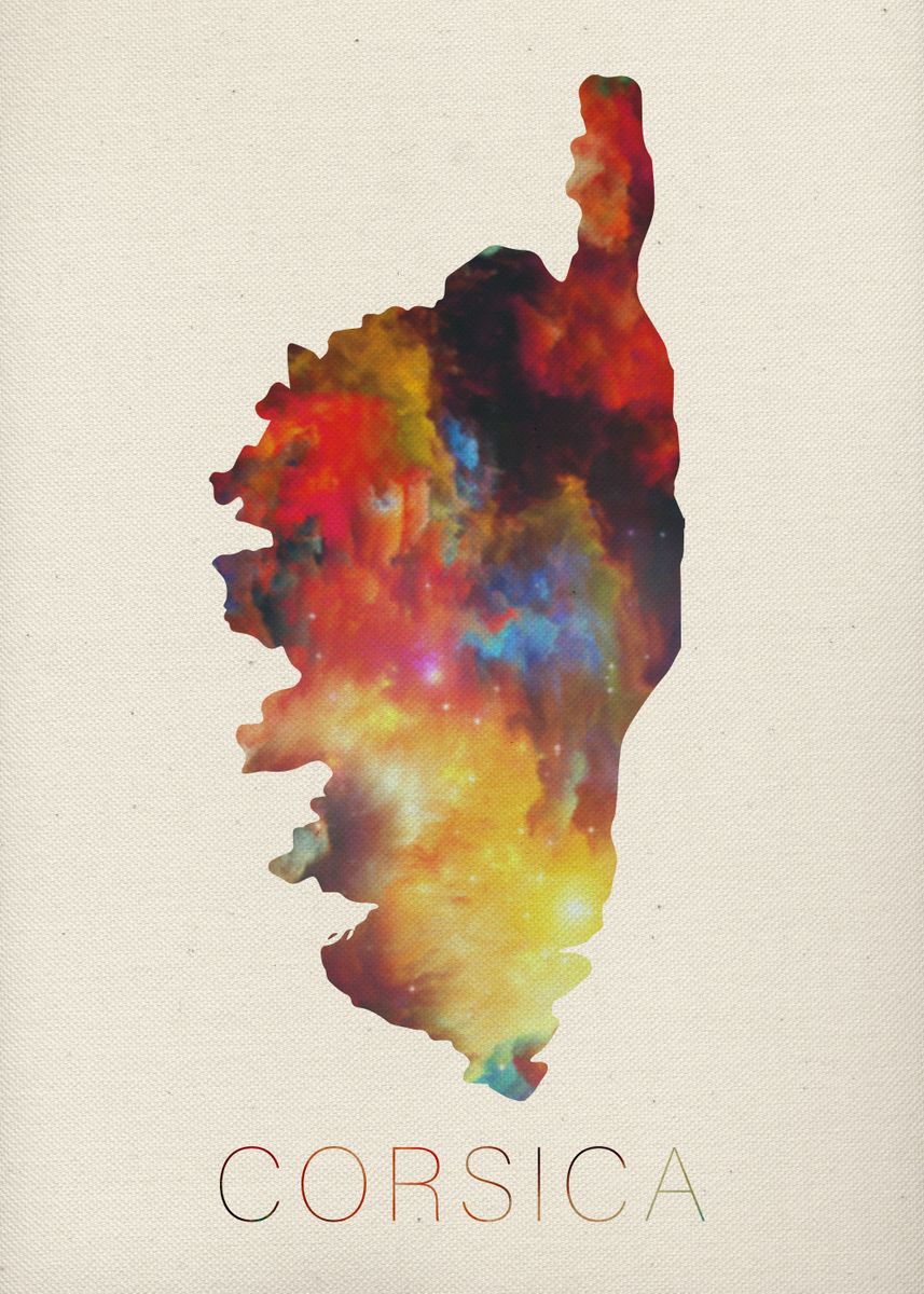 'Corsica Watercolor Map' Poster, picture, metal print, paint by Design ...