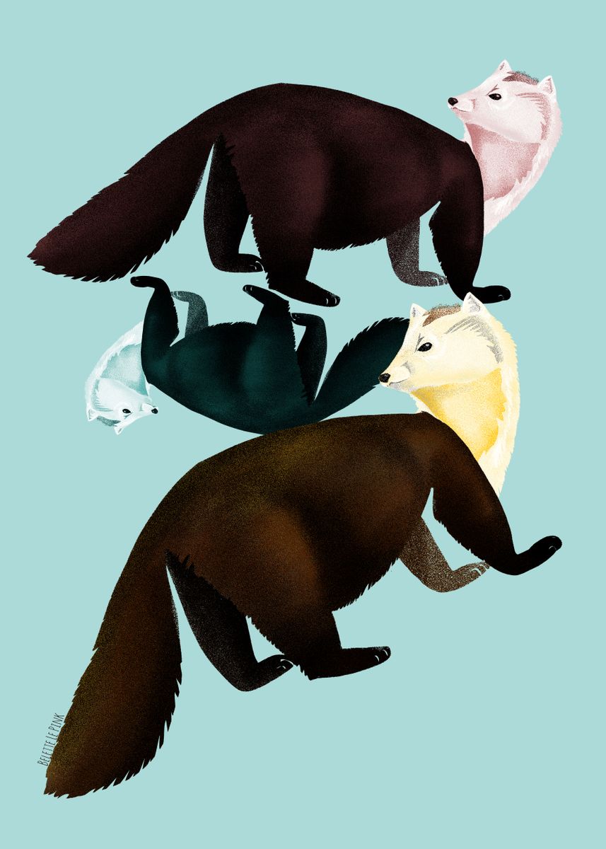 'Totem Sable Marten Retro' Poster, picture, metal print, paint by ...