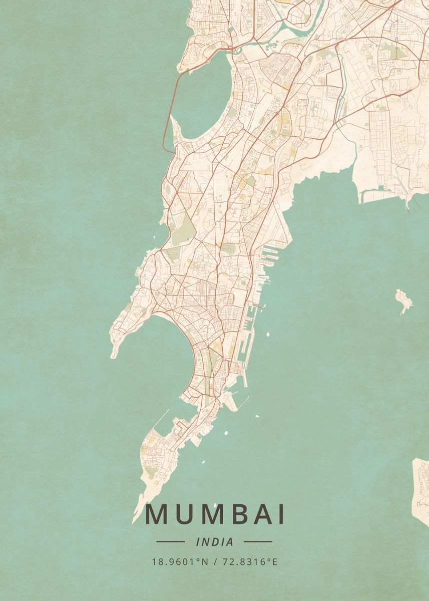 'Mumbai India' Poster, picture, metal print, paint by Designer Map Art ...