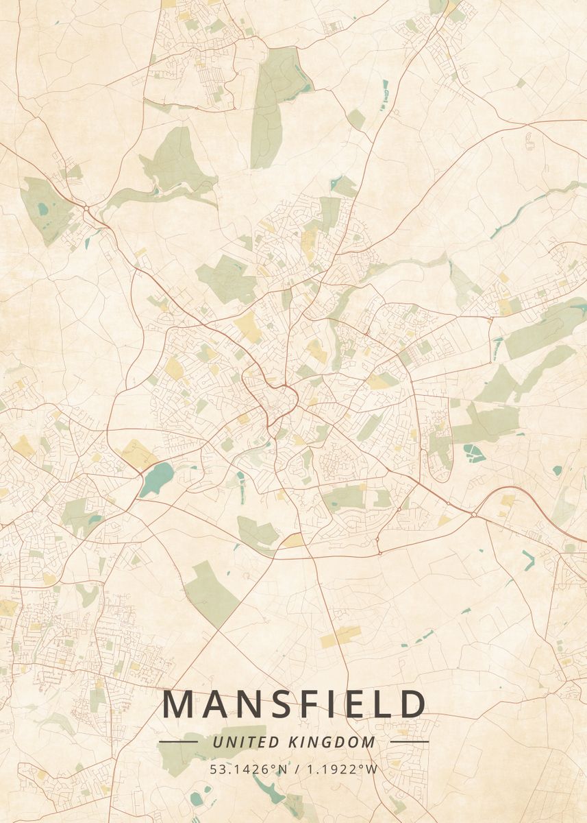 'Mansfield United Kingdom' Poster by Designer Map Art | Displate