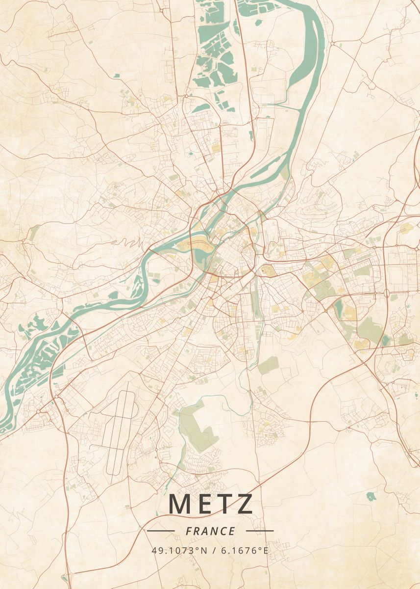 'Metz France' Poster by Designer Map Art | Displate