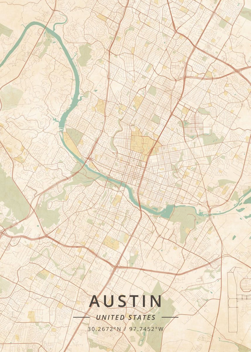 'Austin United States' Poster, picture, metal print, paint by Designer ...