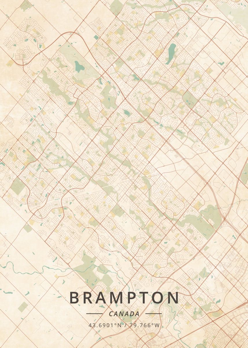'Brampton Canada' Poster, picture, metal print, paint by Designer Map ...