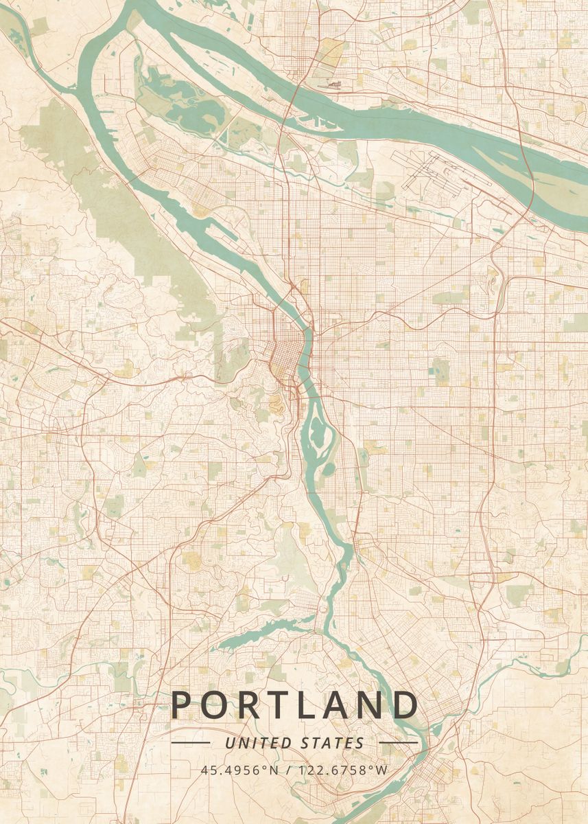 'Portland United States' Poster, picture, metal print, paint by ...