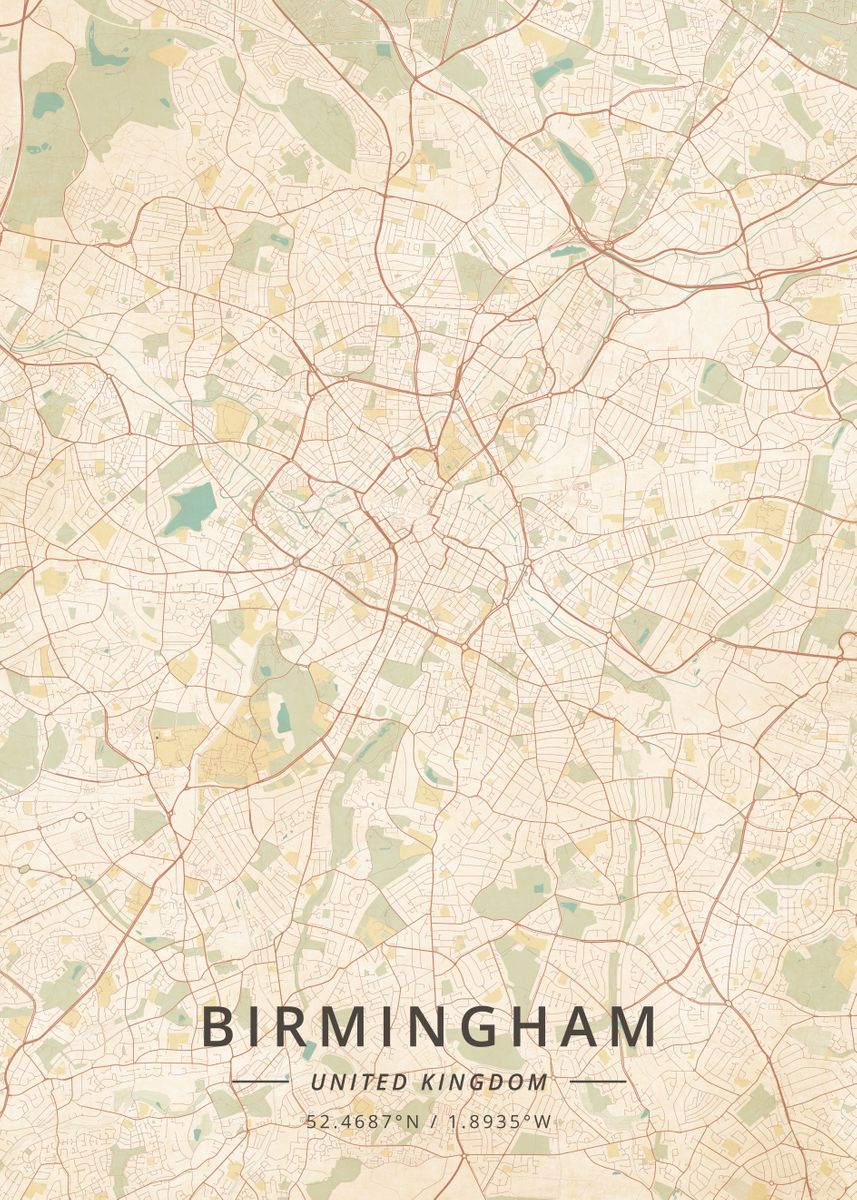 'Birmingham United Kingdom' Poster by Designer Map Art | Displate