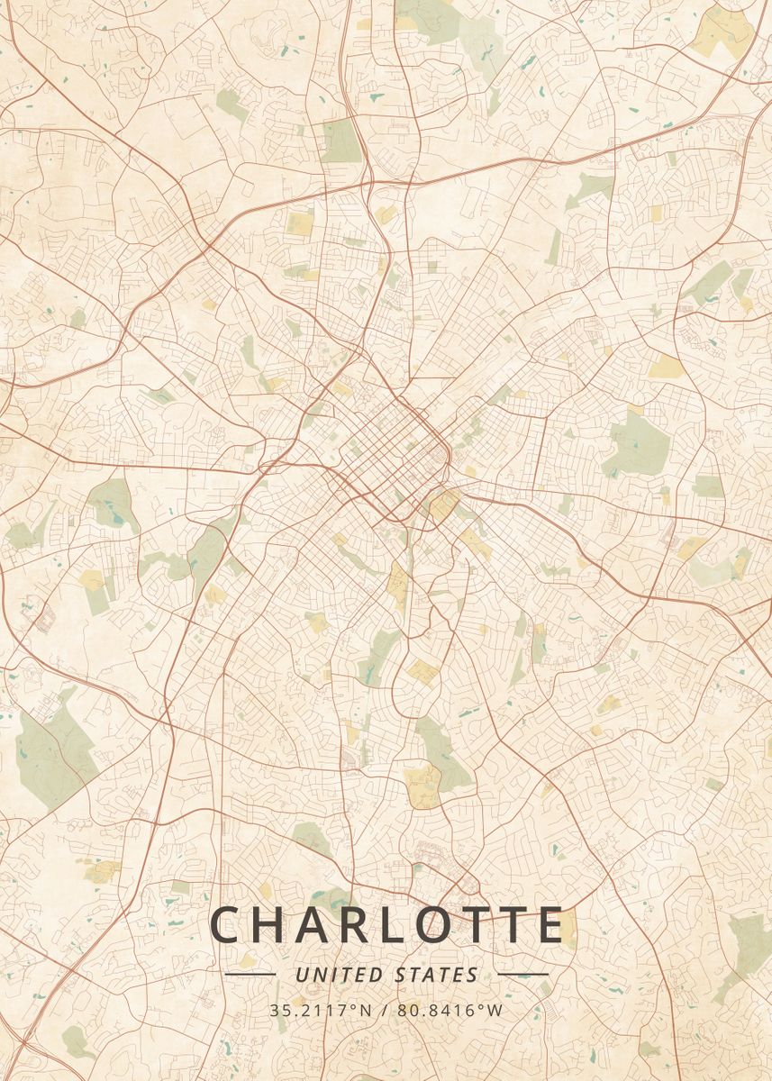 'Charlotte United States' Poster by Designer Map Art | Displate