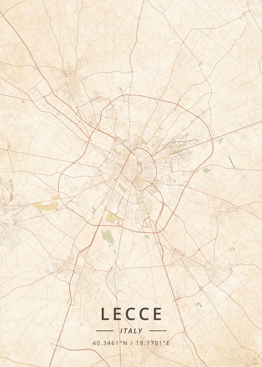 'Lecce Italy' Poster, picture, metal print, paint by Designer Map Art ...