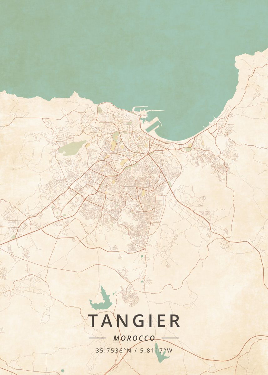 'Tangier Morocco' Poster, picture, metal print, paint by Designer Map ...