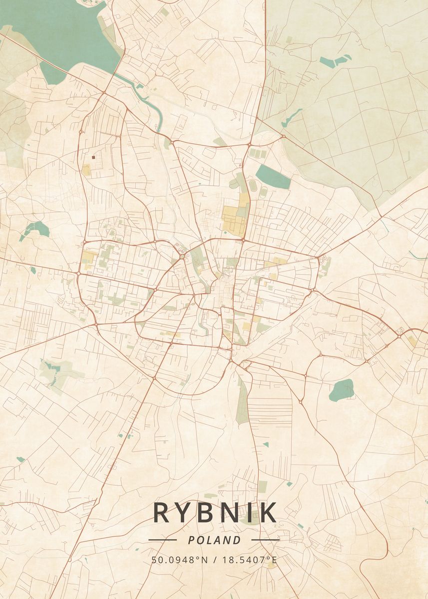 'Rybnik Poland' Poster by Designer Map Art | Displate