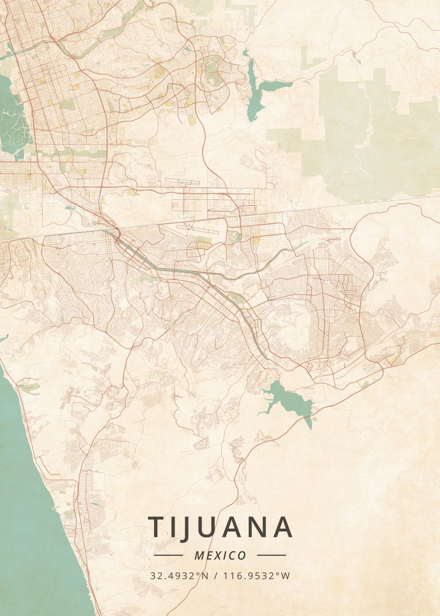 'Tijuana Mexico' Poster by Designer Map Art | Displate
