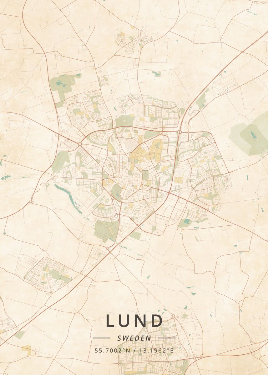 'Lund Sweden' Poster, picture, metal print, paint by Designer Map Art ...