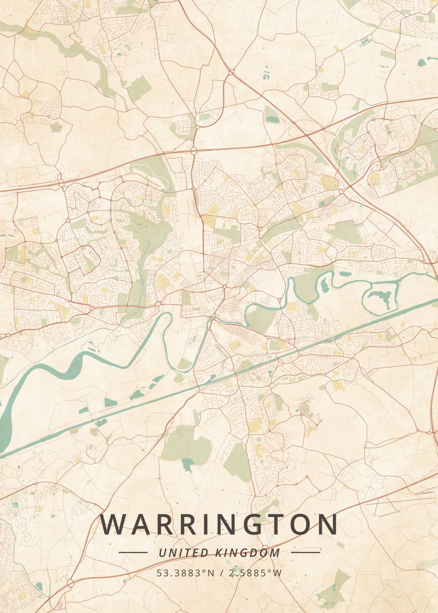'Warrington United Kingdom' Poster by Designer Map Art | Displate