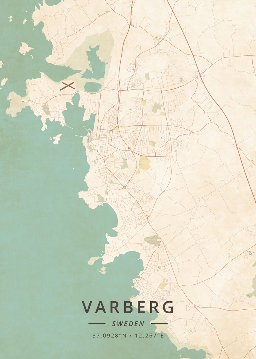 'Varberg Sweden' Poster, picture, metal print, paint by Designer Map ...