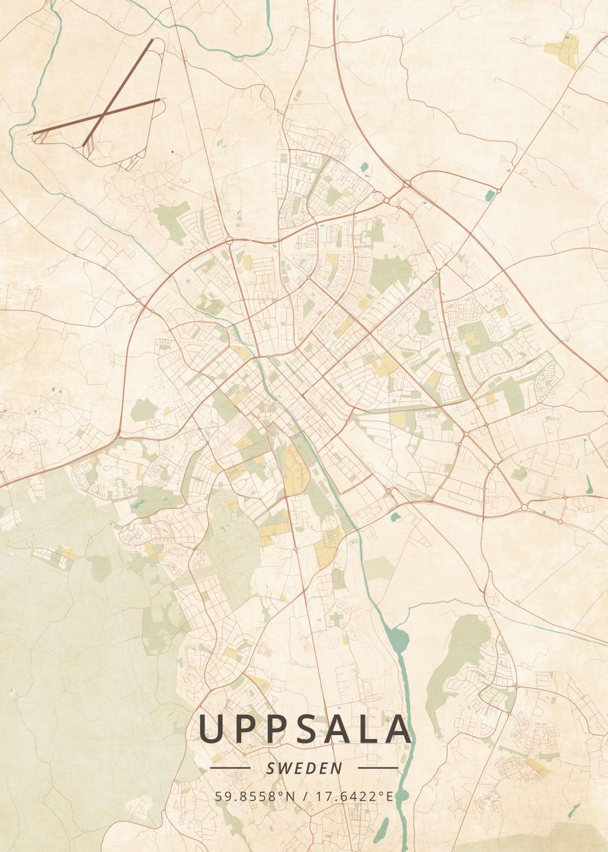 'Uppsala Sweden' Poster, picture, metal print, paint by Designer Map ...
