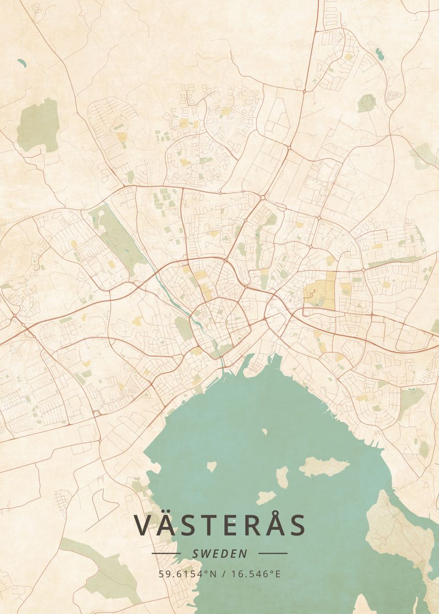 'Vasteras Sweden' Poster, picture, metal print, paint by Designer Map ...