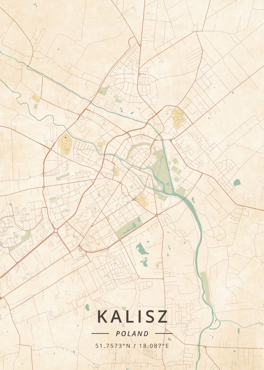 'Kalisz Poland' Poster, picture, metal print, paint by Designer Map Art ...