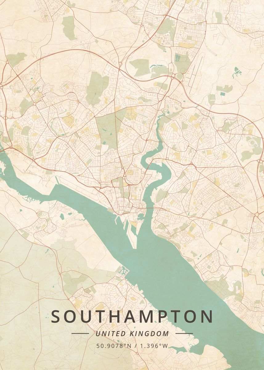 'Southampton UK' Poster, picture, metal print, paint by Designer Map ...