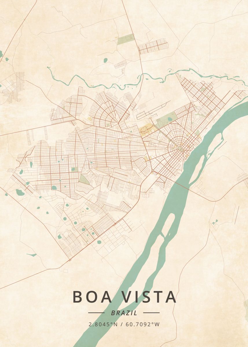 'Boa Vista Brazil' Poster, picture, metal print, paint by Designer Map ...