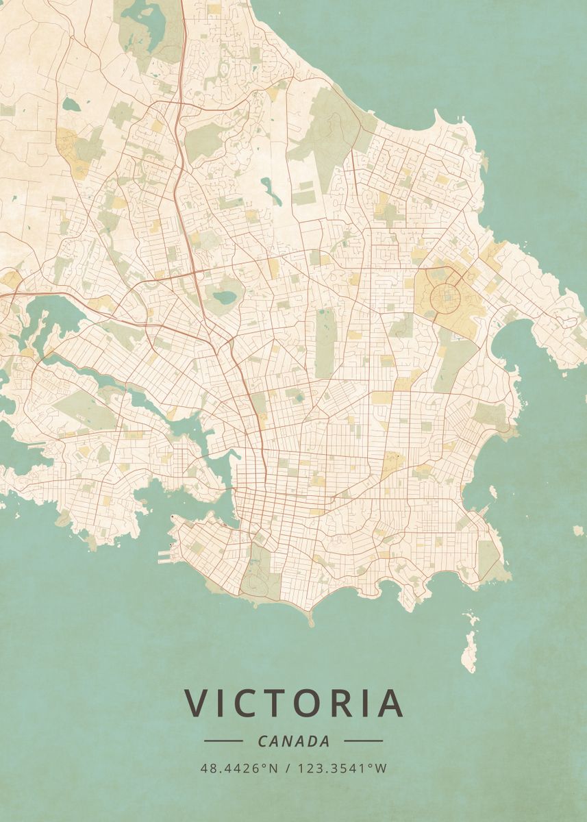 'Victoria Canada' Poster, picture, metal print, paint by Designer Map ...
