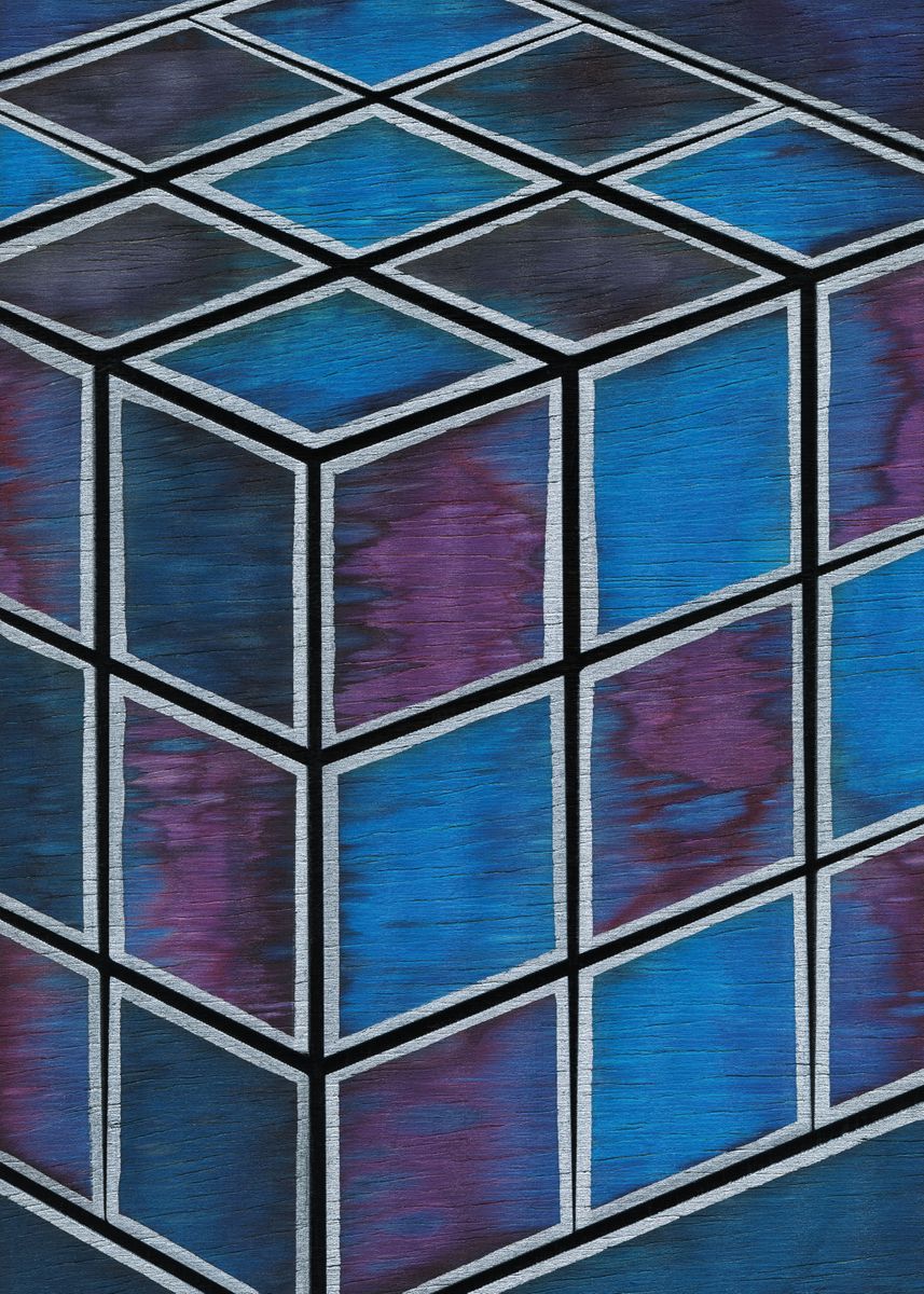 'Purple Blue Cube' Poster by Kathryn Ferguson | Displate