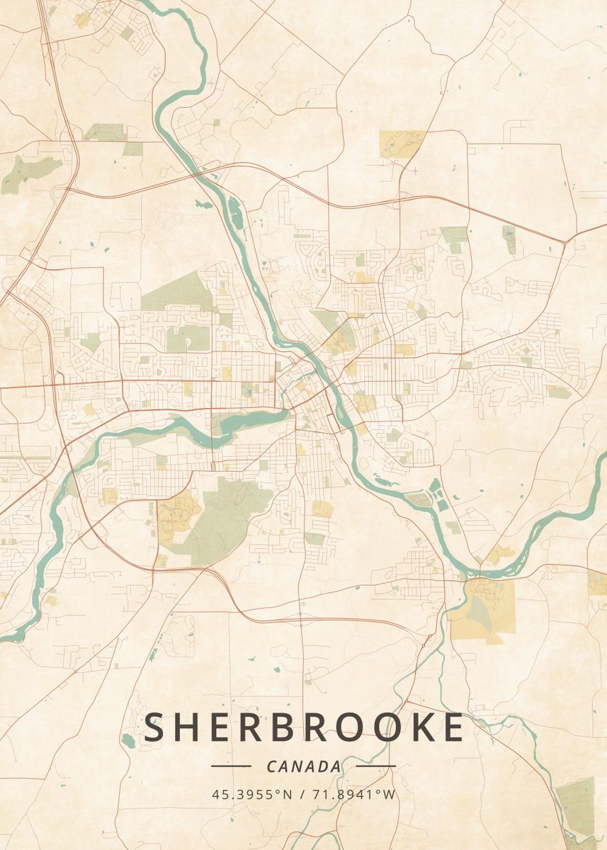 'Sherbrooke Canada' Poster, picture, metal print, paint by Designer Map ...