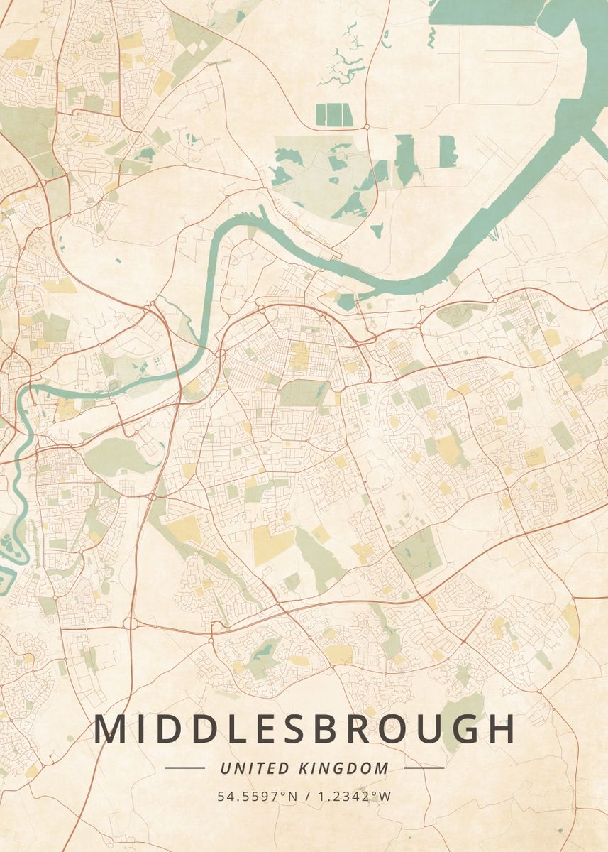 'Middlesbrough UK' Poster by Designer Map Art | Displate