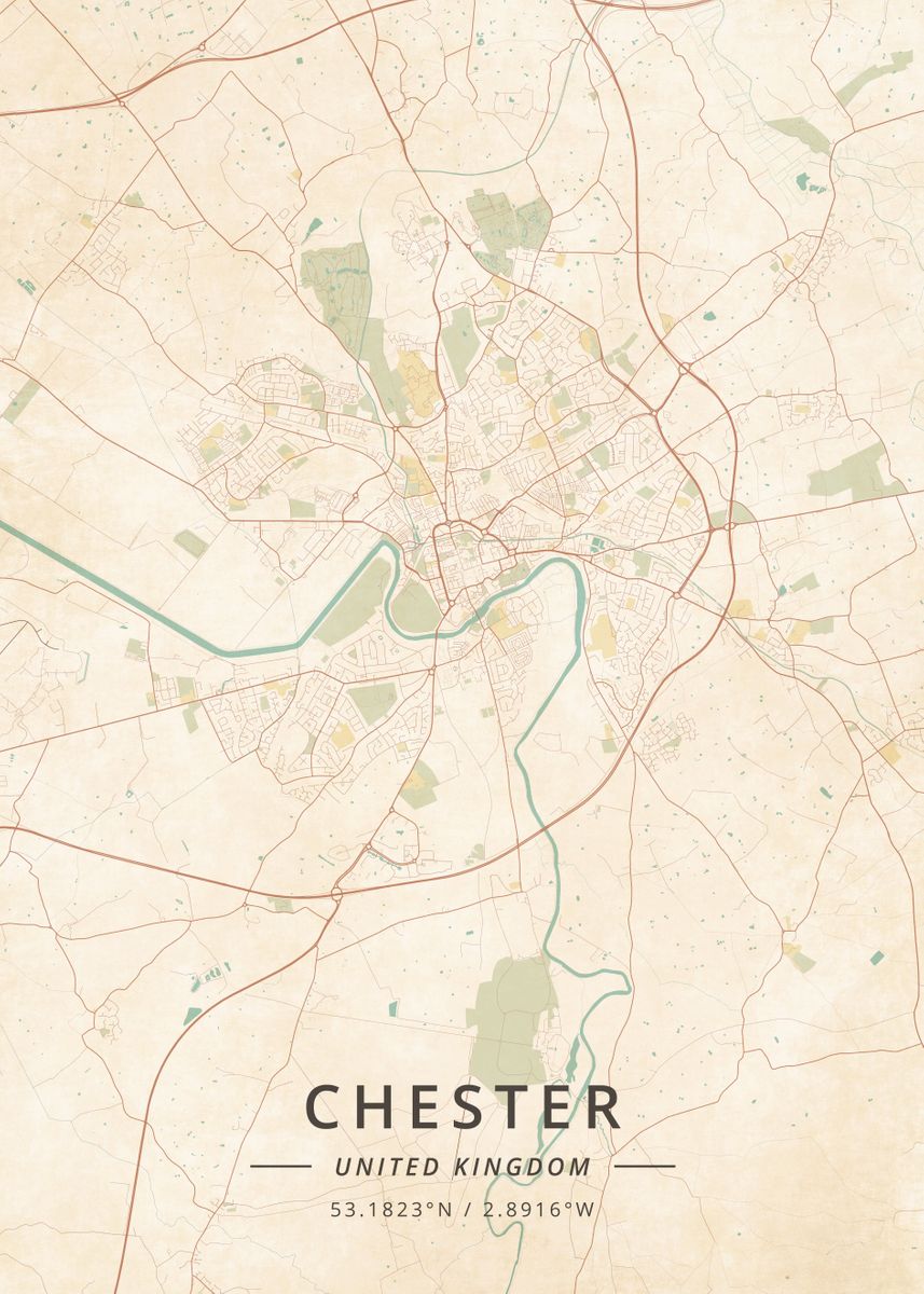 'Chester United Kingdom' Poster, picture, metal print, paint by ...