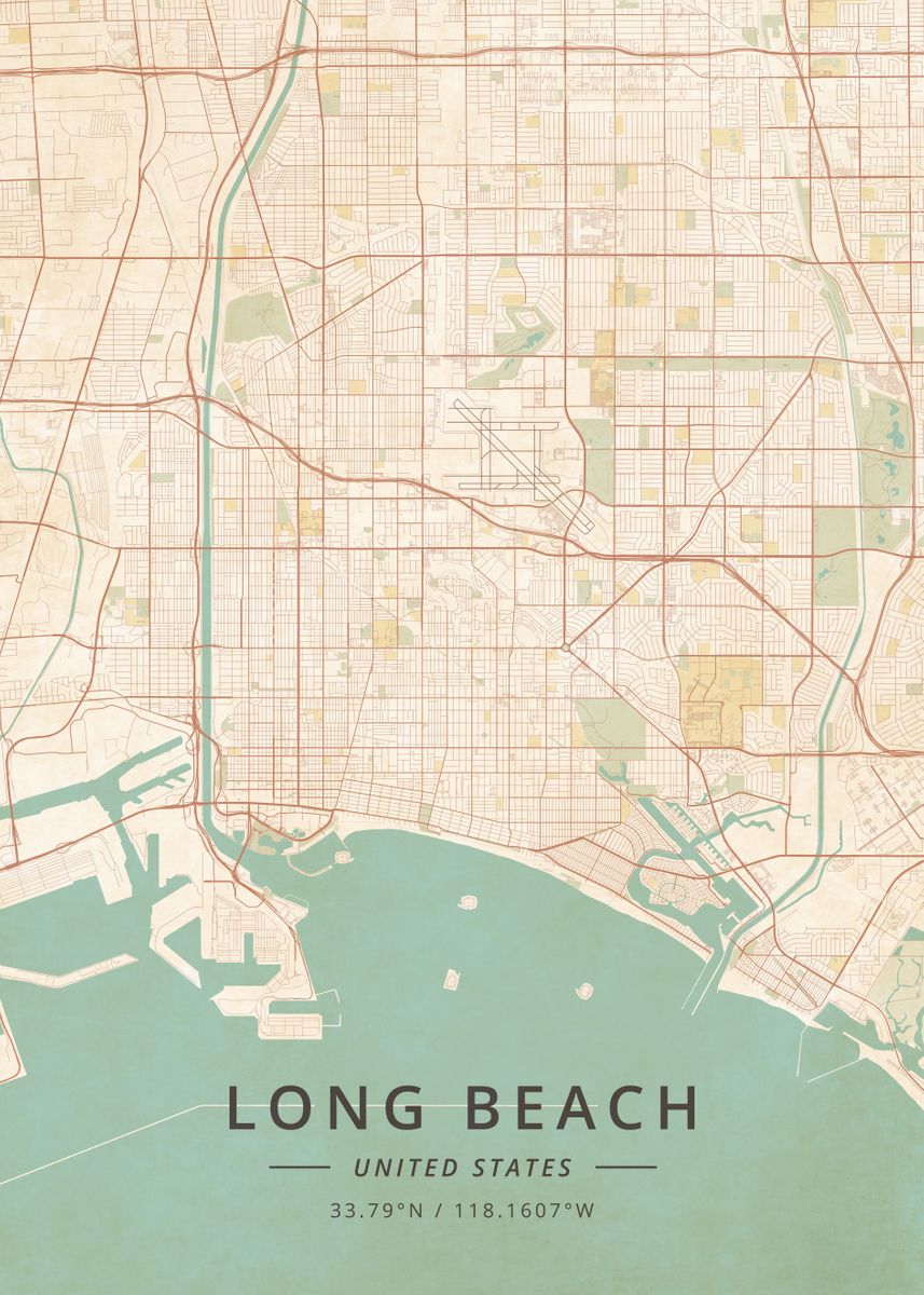 'Long Beach United States' Poster by Designer Map Art | Displate