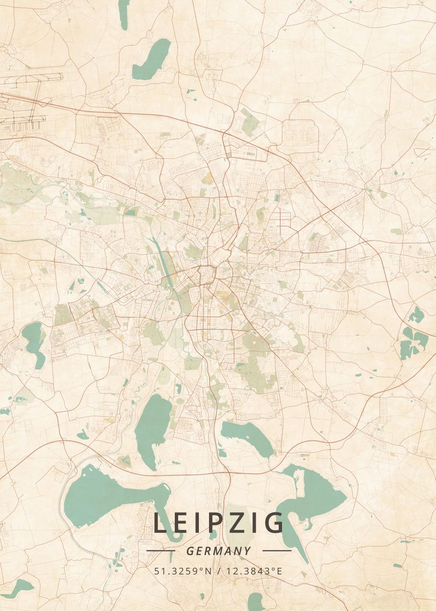 'Leipzig Germany' Poster, picture, metal print, paint by Designer Map ...