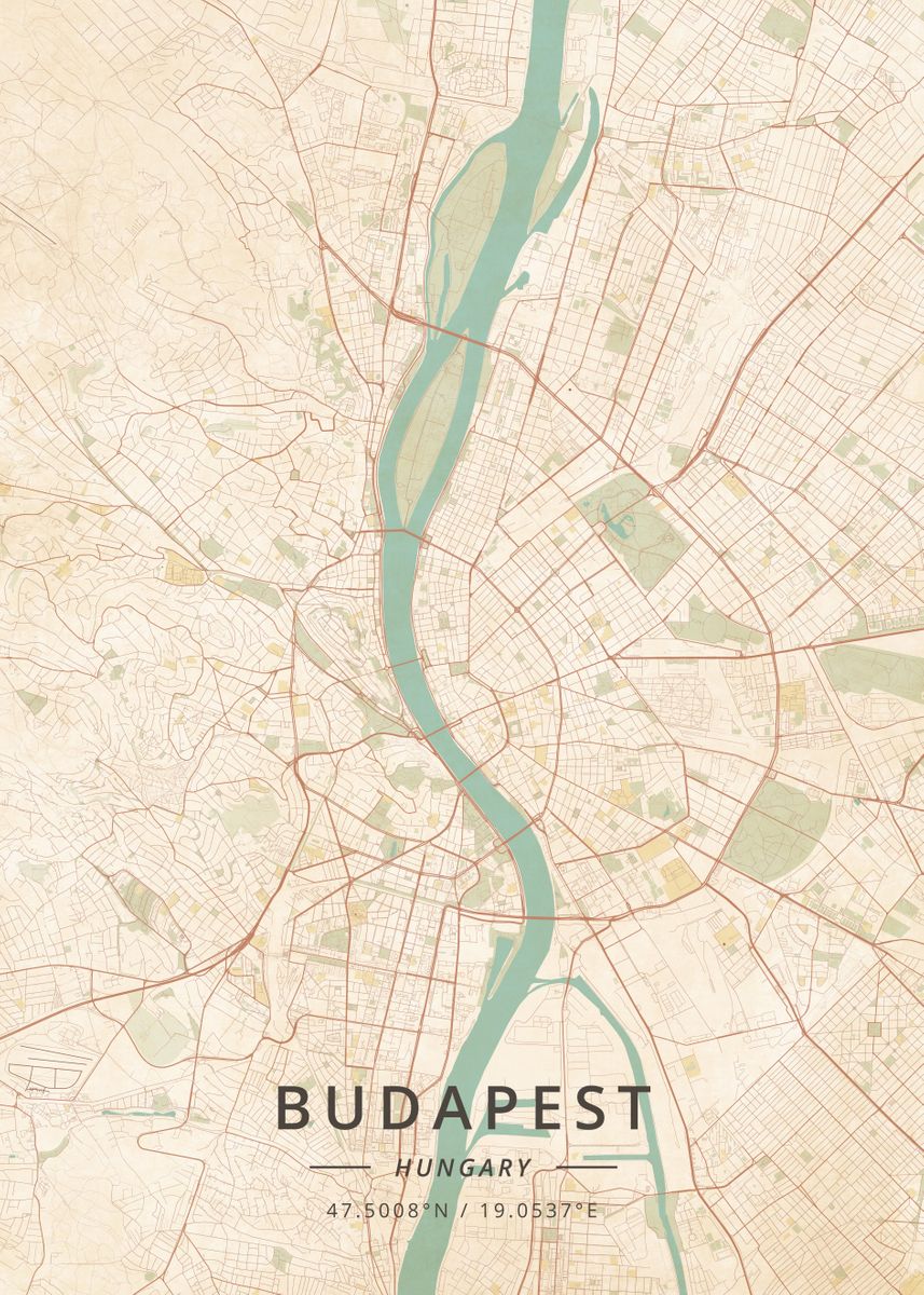 'Budapest Hungary' Poster by Designer Map Art | Displate