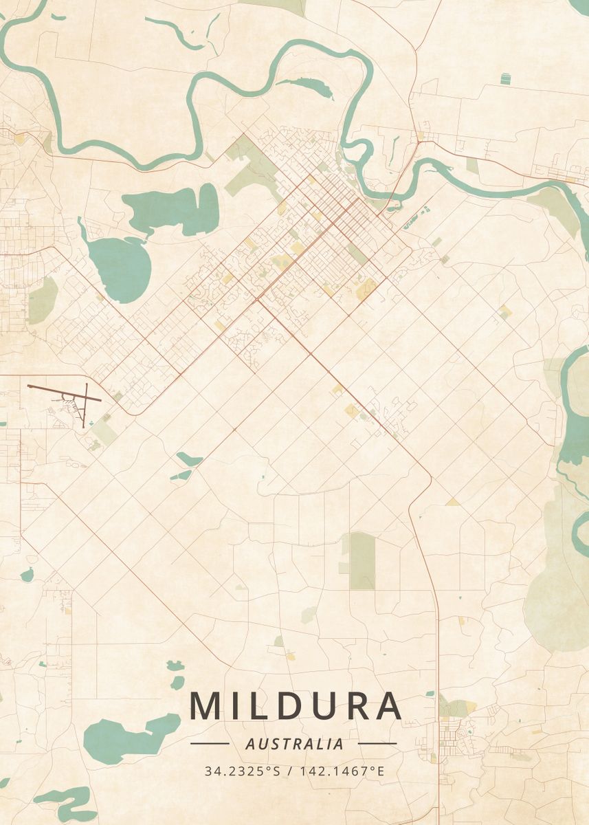 'Mildura Australia' Poster by Designer Map Art | Displate
