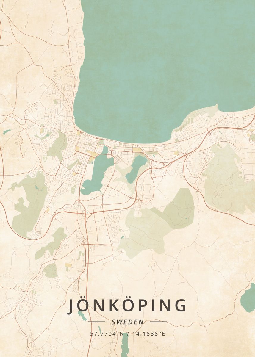 'Jonkoping Sweden' Poster, picture, metal print, paint by Designer Map ...