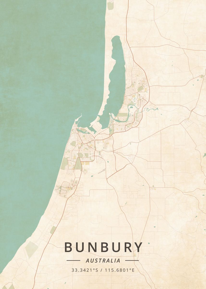 'Bunbury Australia' Poster by Designer Map Art | Displate