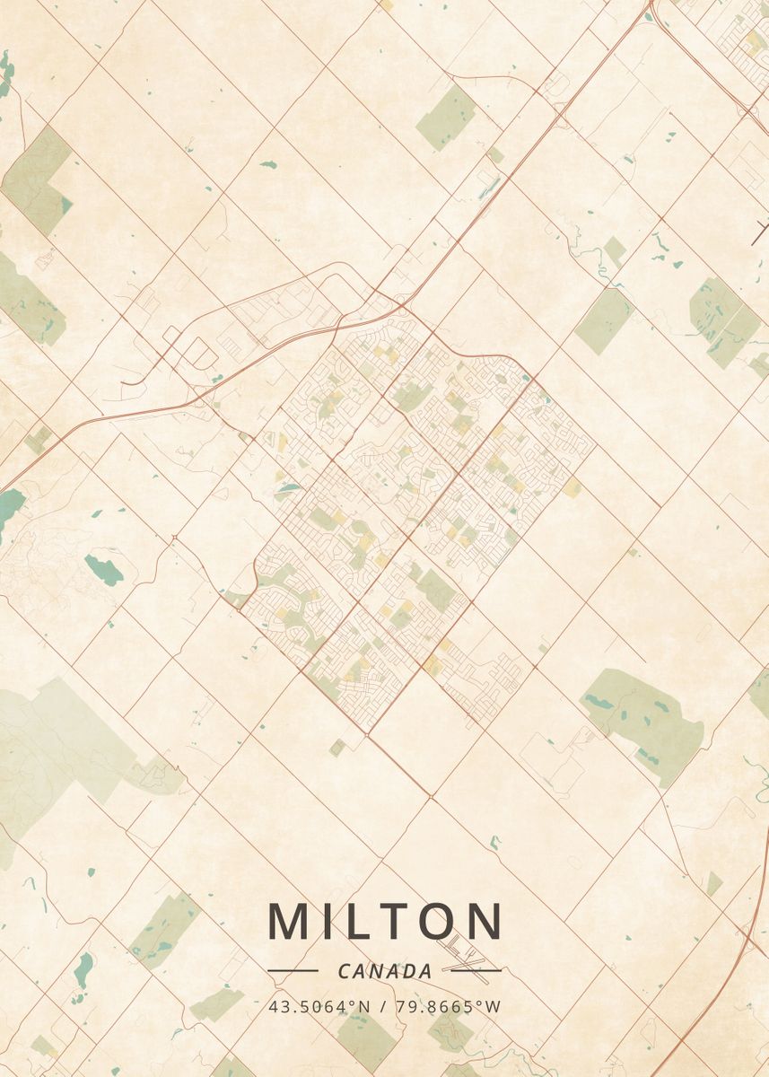 'Milton Canada' Poster, picture, metal print, paint by Designer Map Art ...