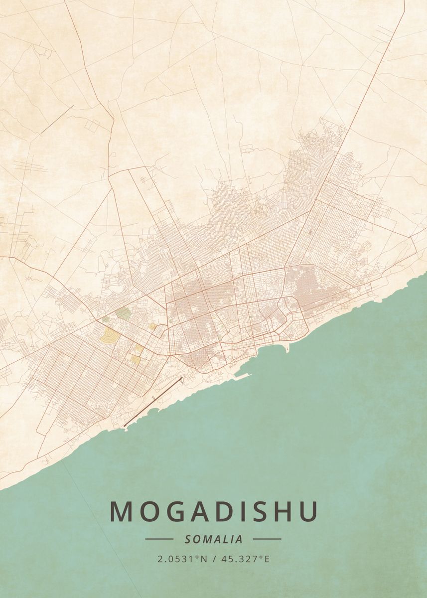 'Mogadishu Somalia' Poster, picture, metal print, paint by Designer Map ...