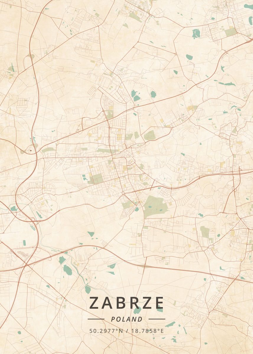 'Zabrze Poland' Poster by Designer Map Art | Displate