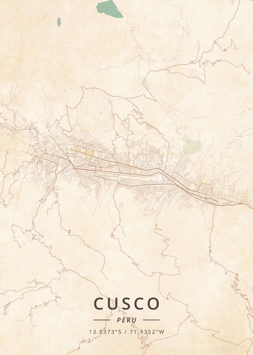'Cusco Peru' Poster, picture, metal print, paint by Designer Map Art ...