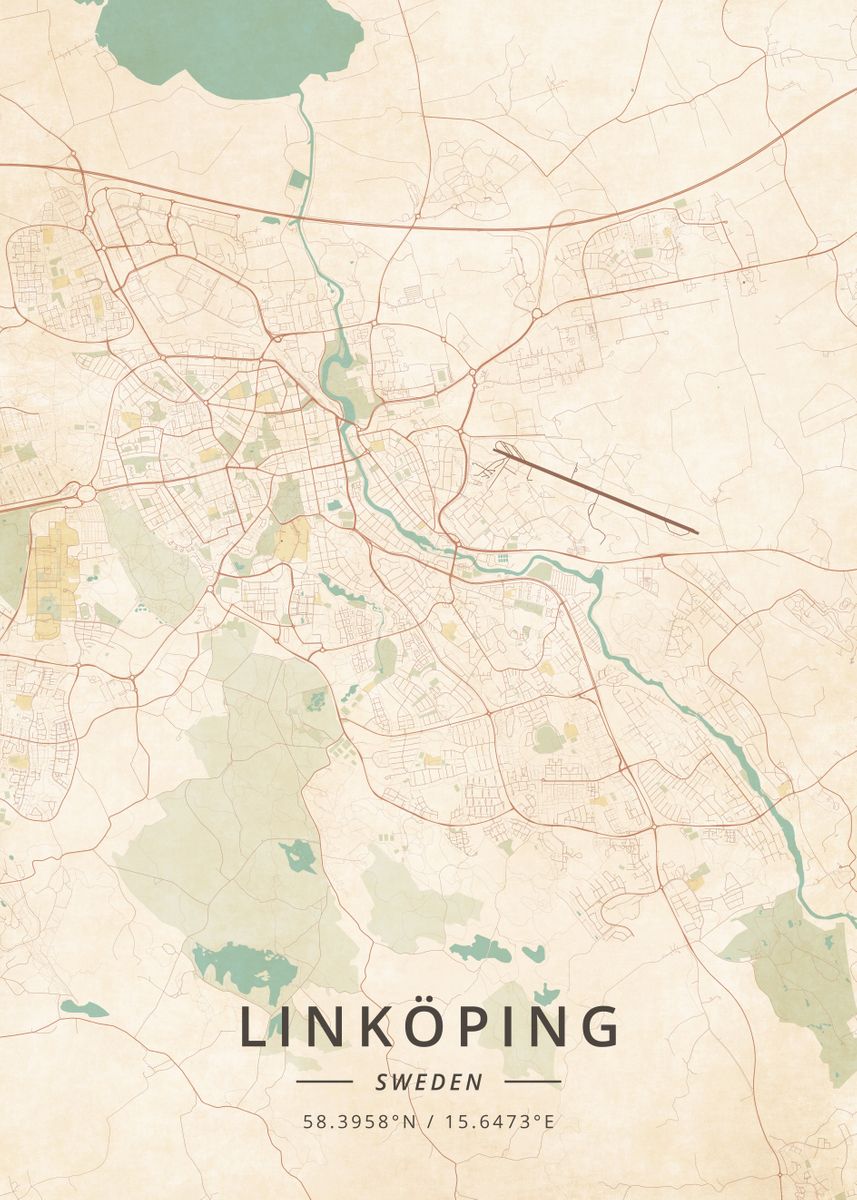 'Linkoping Sweden' Poster, picture, metal print, paint by Designer Map ...