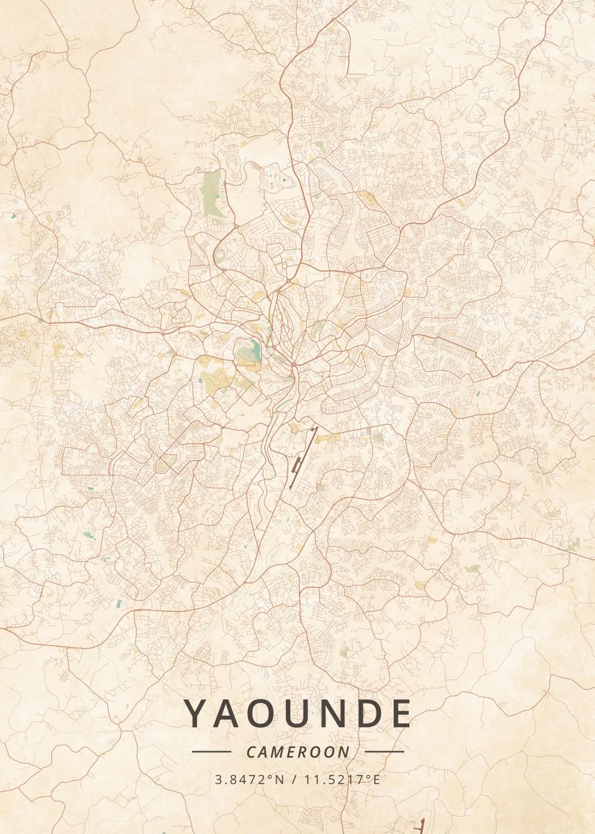 'Yaounde Cameroon' Poster by Designer Map Art | Displate