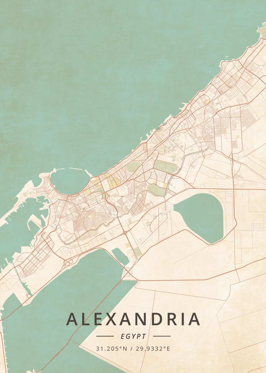 'Alexandria Egypt' Poster, picture, metal print, paint by Designer Map ...