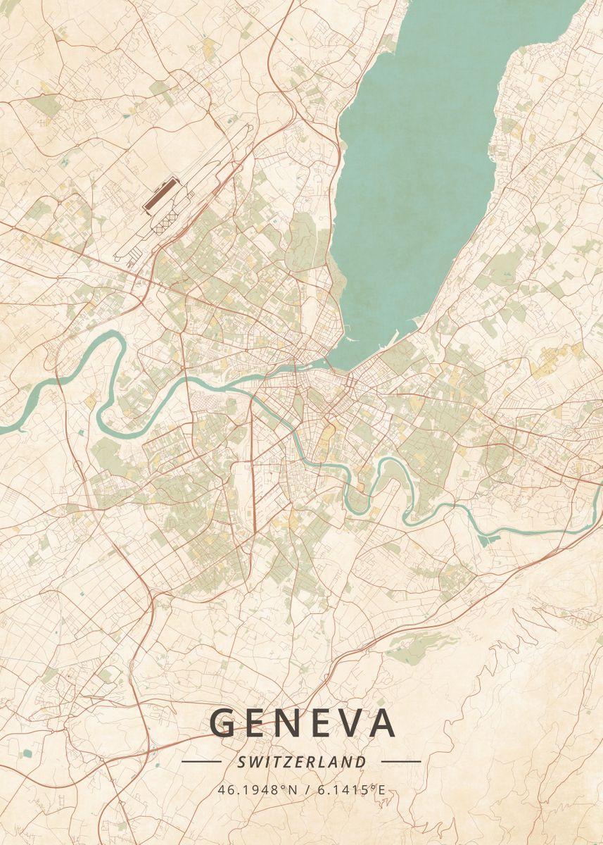 'Geneva Switzerland' Poster, picture, metal print, paint by Designer ...