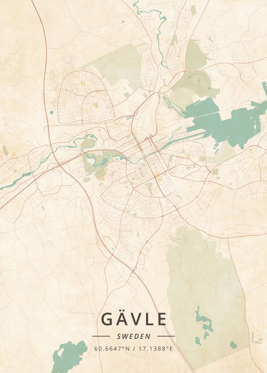 'Gavle Sweden' Poster, picture, metal print, paint by Designer Map Art ...