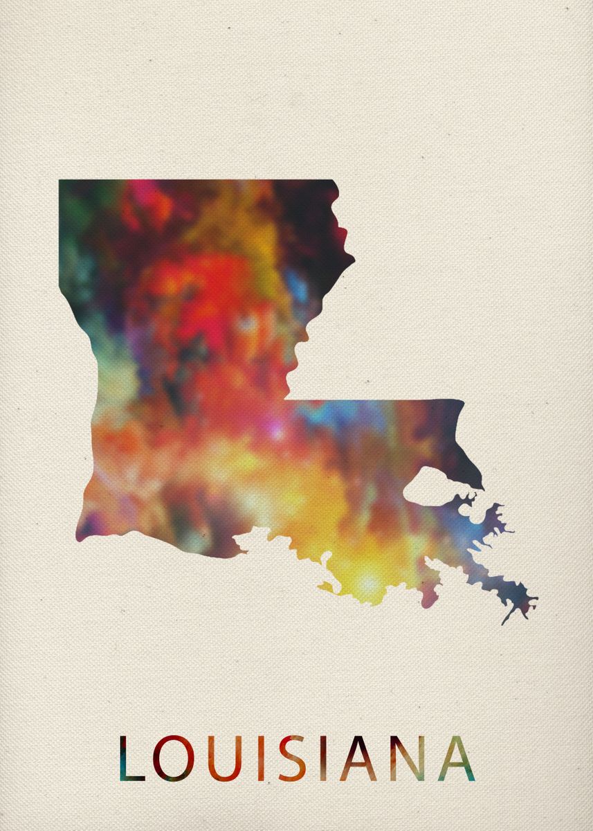 'Louisiana Map Watercolor' Poster, picture, metal print, paint by ...