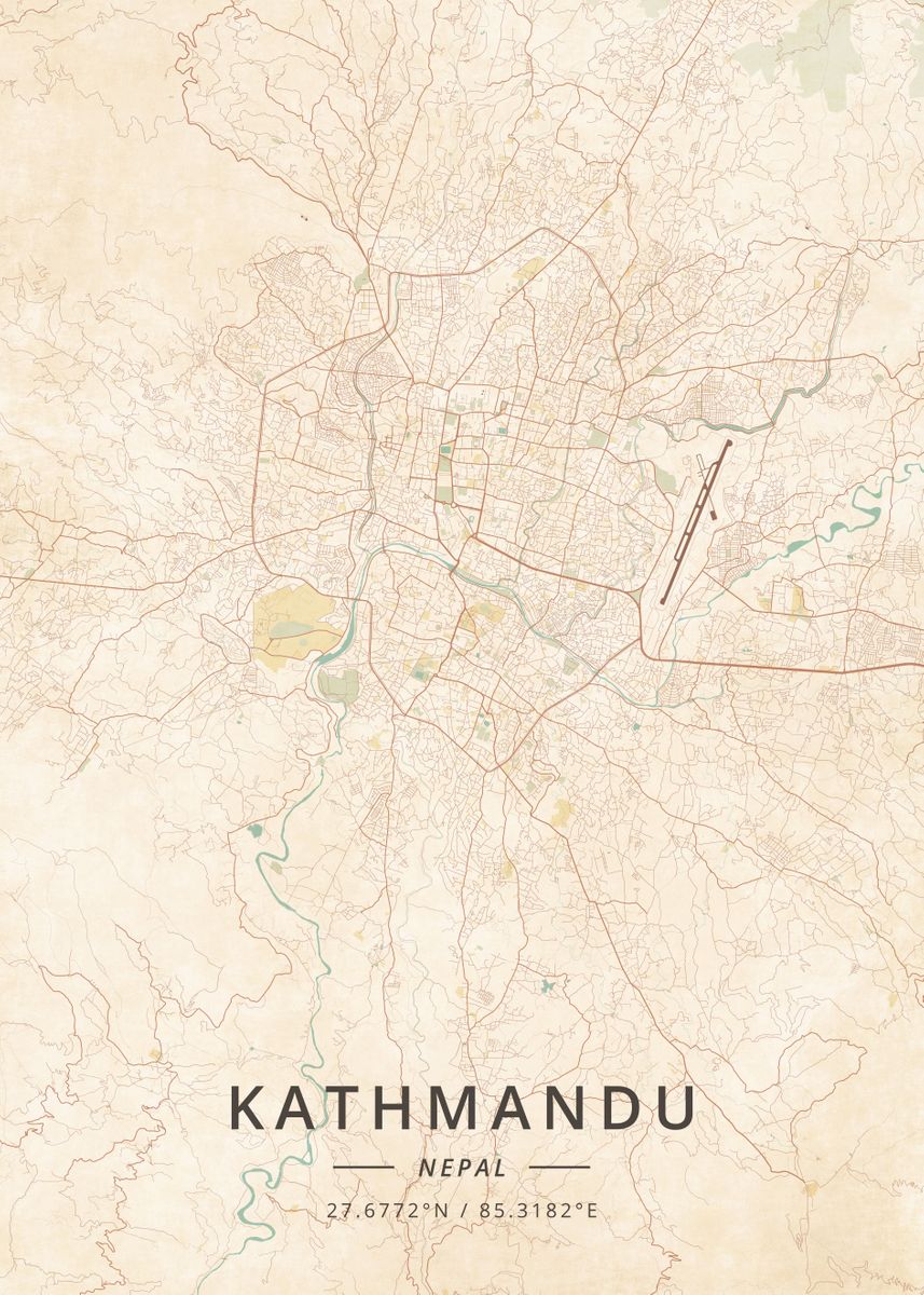 'Kathmandu Nepal' Poster, picture, metal print, paint by Designer Map ...