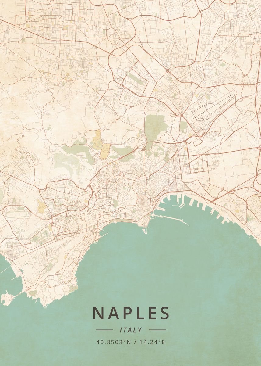 'Naples Italy' Poster, picture, metal print, paint by Designer Map Art ...