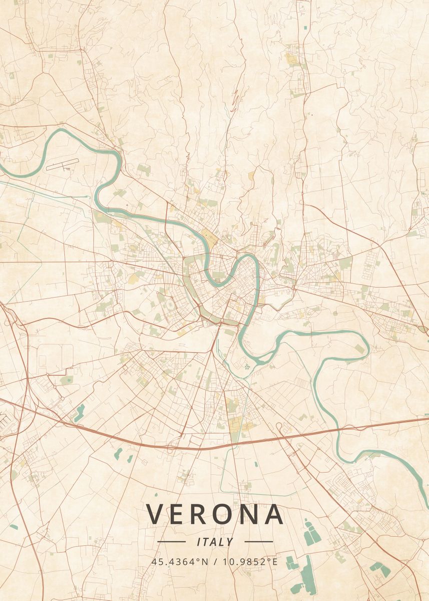 'Verona Italy' Poster by Designer Map Art | Displate
