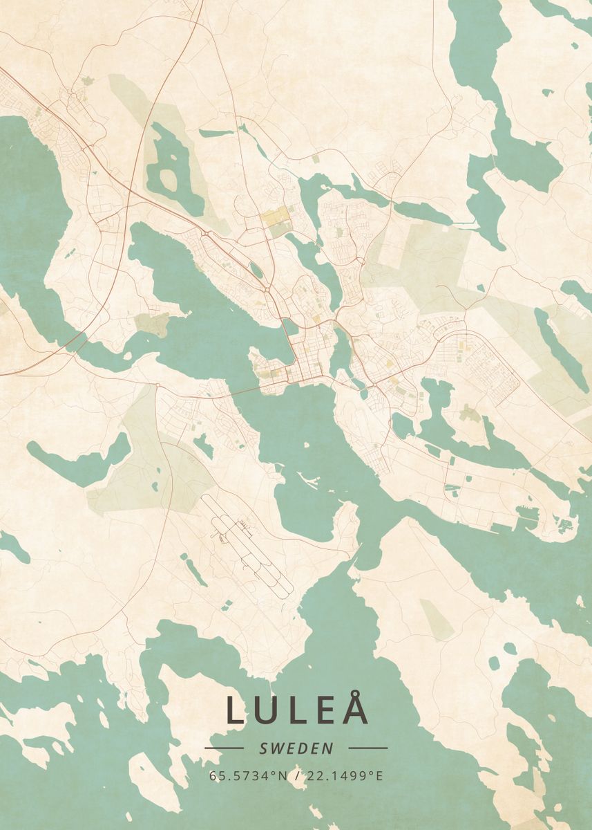 'Lulea Sweden' Poster, picture, metal print, paint by Designer Map Art | Displate