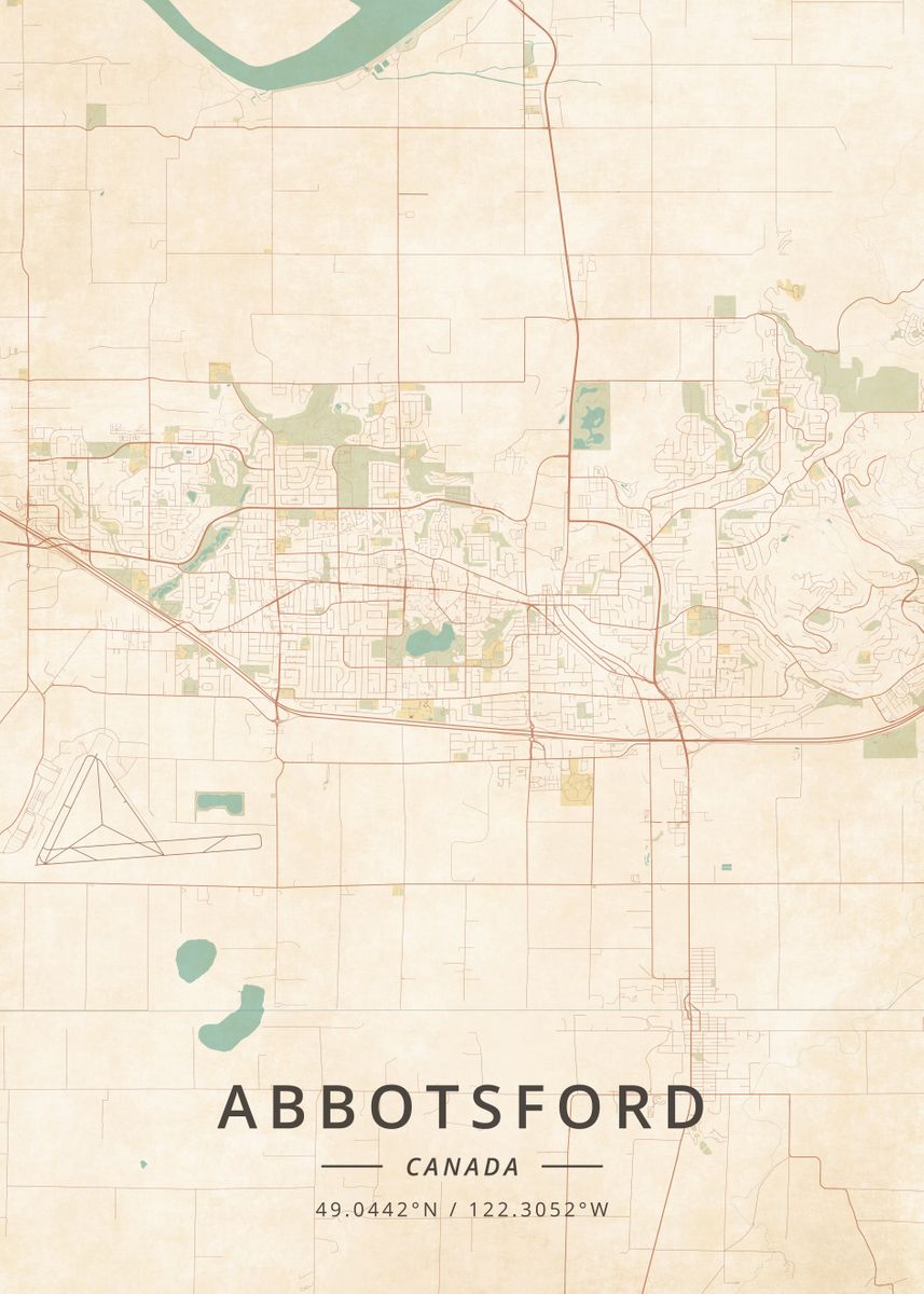 'Abbotsford Canada' Poster, picture, metal print, paint by Designer Map ...